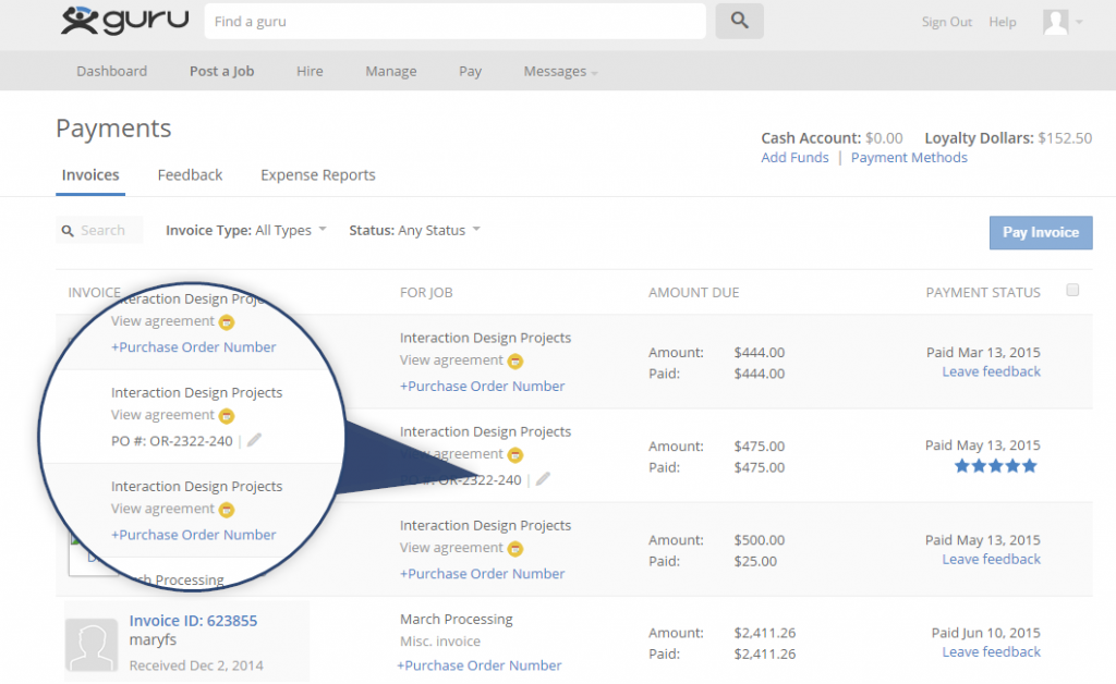 Track Payments Seamlessly with Purchase Order Numbers on Guru